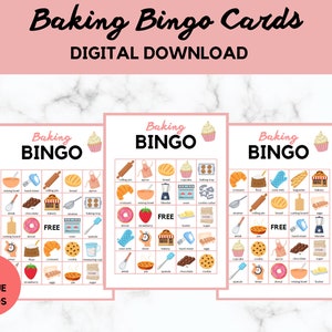 Baking Bingo - 30 Baking Bingo Cards - Baking Party Game - Baking ...