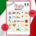 Italy Bingo - Travel Bingo - 30 Italy Bingo Cards - Italy Party Game ...