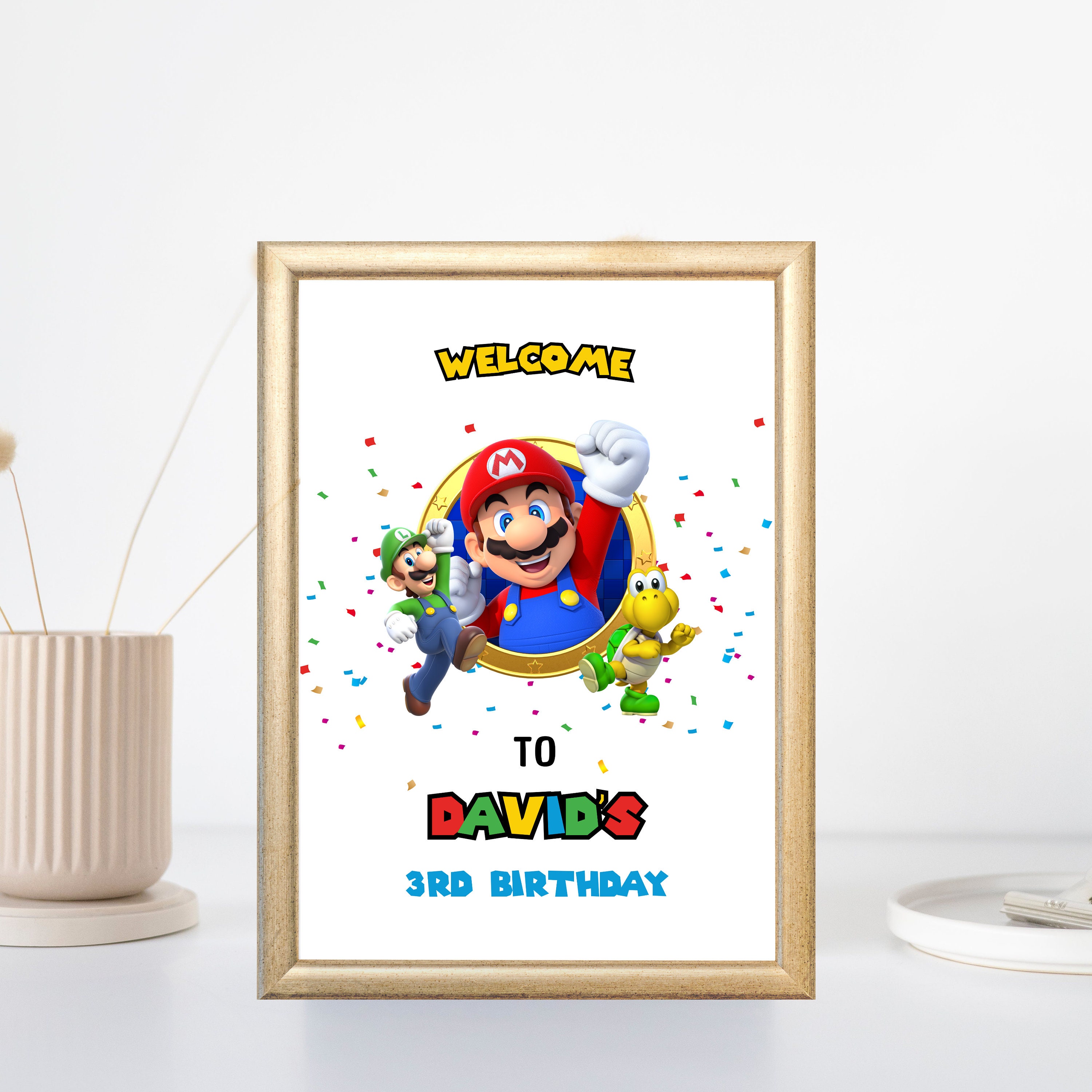 Super Mario Birthday Welcome Sign Boy Mario Bros Birthday Party Super ...