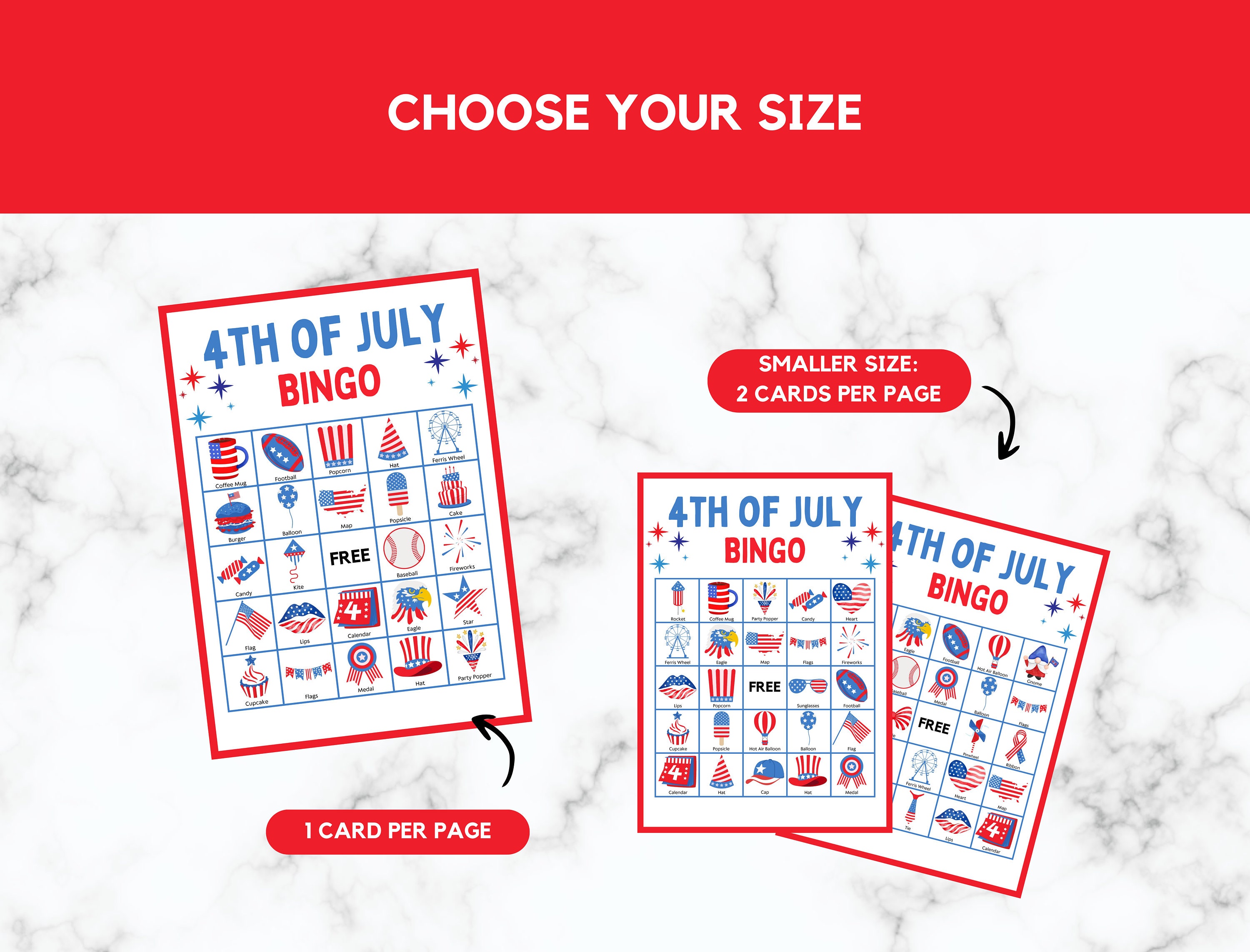4th of July Bingo - Independence Day Bingo - 30 4th of July Bingo Cards ...