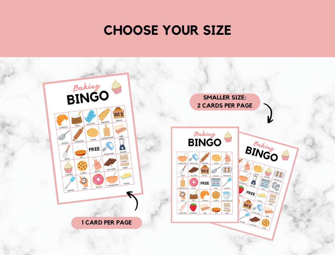 Baking Bingo - 30 Baking Bingo Cards - Baking Party Game - Baking ...