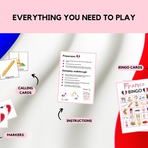 France Bingo - Travel Bingo - 30 France Bingo Cards - France Party Game ...