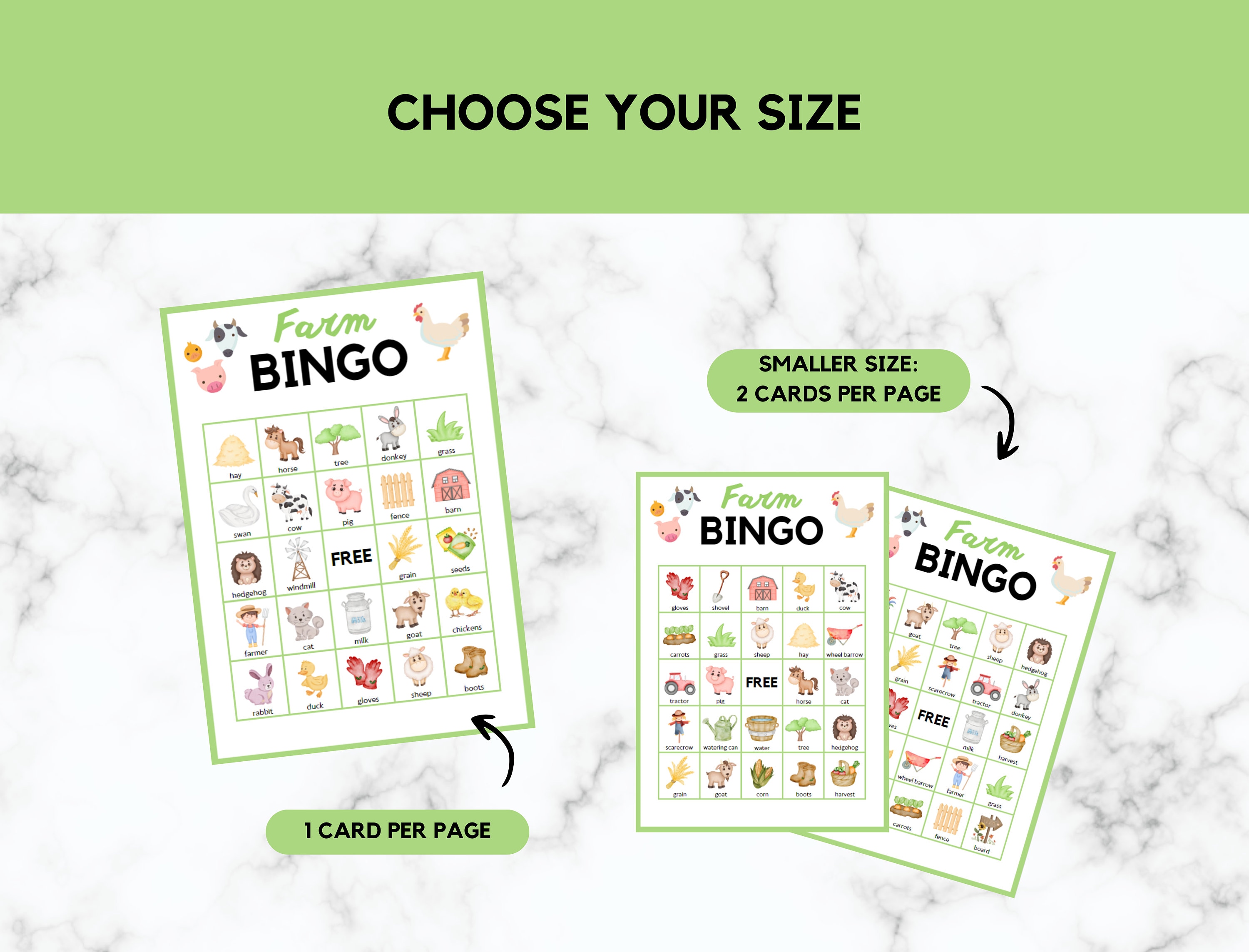 Farm Bingo - 30 Farm Bingo Cards - Farm Party Game - Farm - Farm Bingo ...