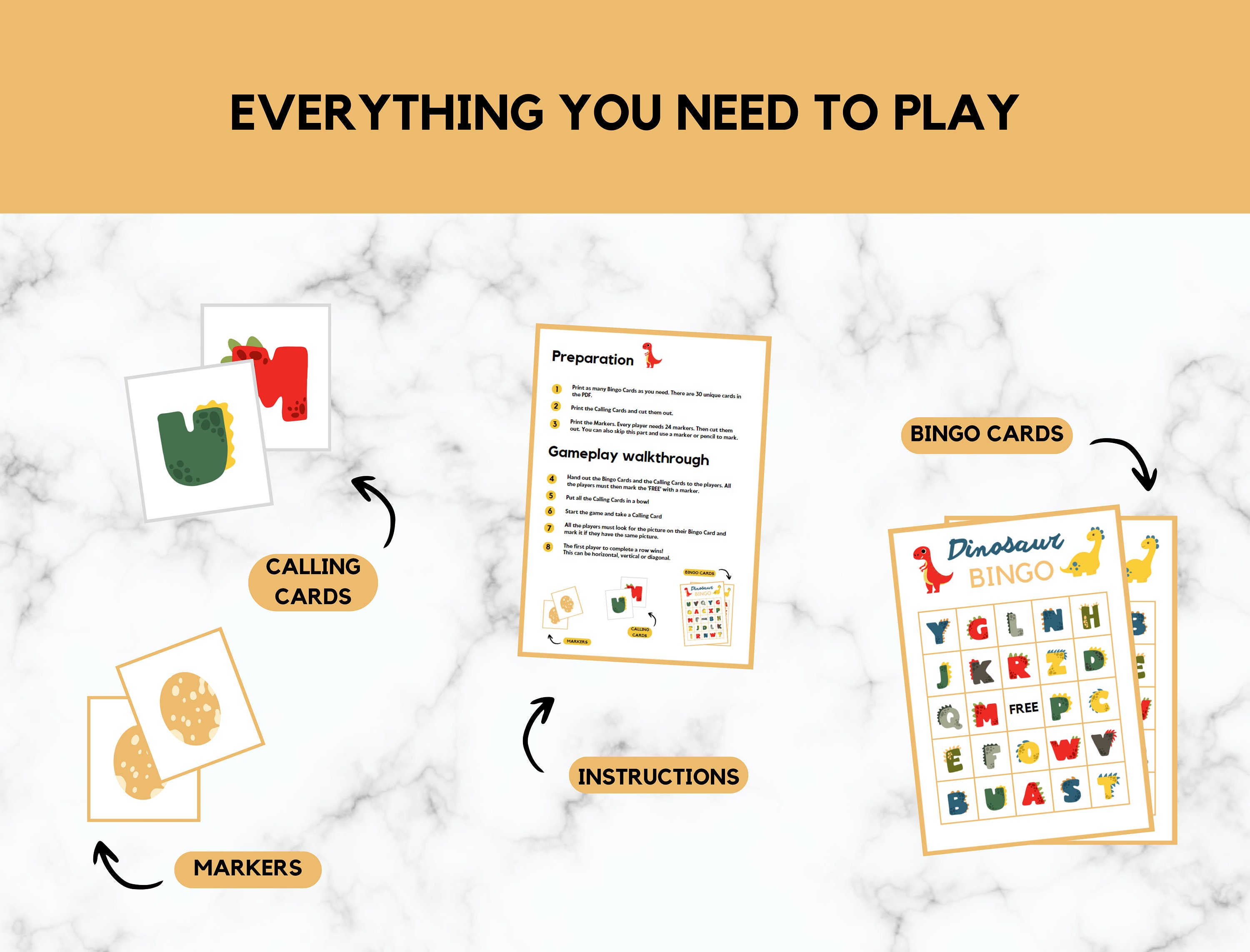 Dinosaur Bingo - 30 Dinosaur Bingo Cards - Dinosaur Party Game ...