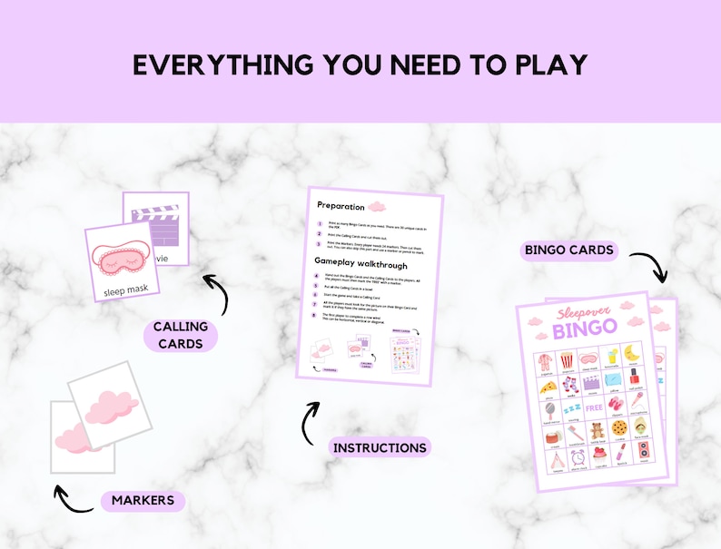 Sleepover Bingo - 30 Sleepover Bingo Cards - Sleepover Party Game ...