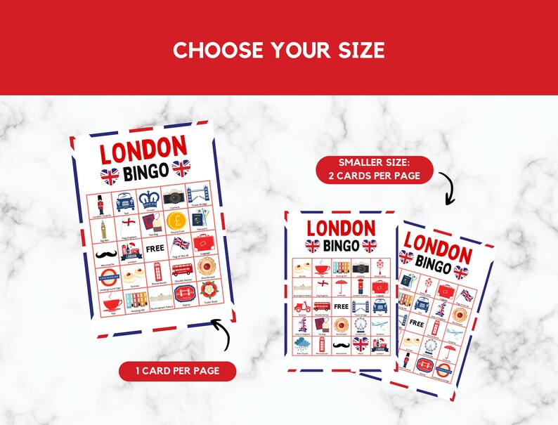 London Bingo - Travel Bingo - 30 London Bingo Cards - London Party Game ...