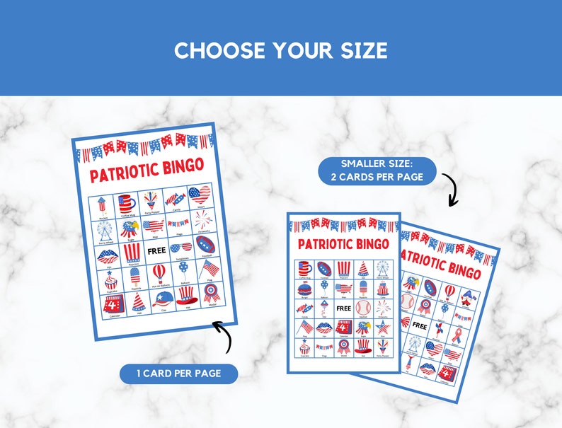 Patriotic Bingo - Independence Day Bingo - 30 4th of July Bingo Cards ...