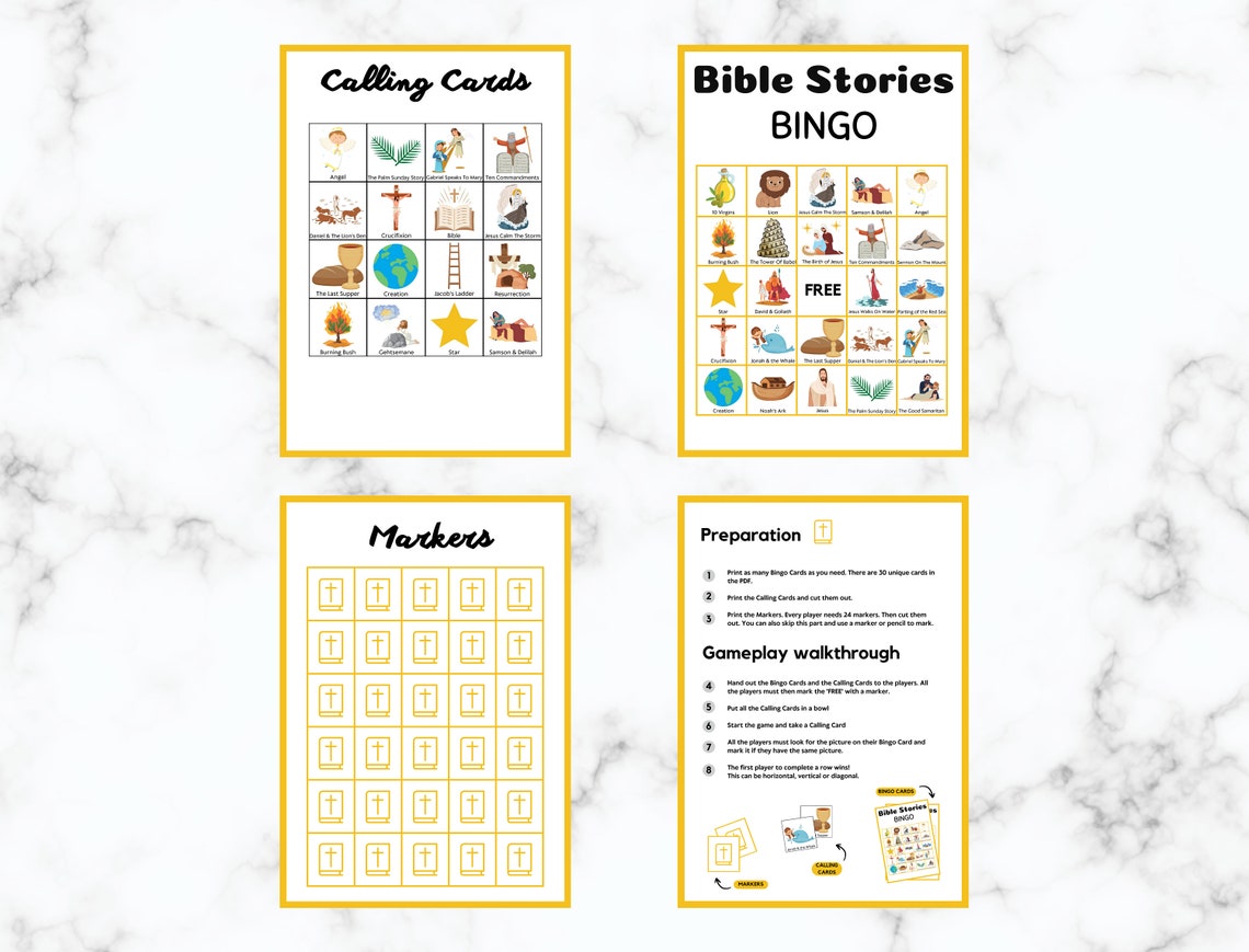 Bible Stories Bingo - 30 Bible Stories Bingo Cards - Bible Stories ...