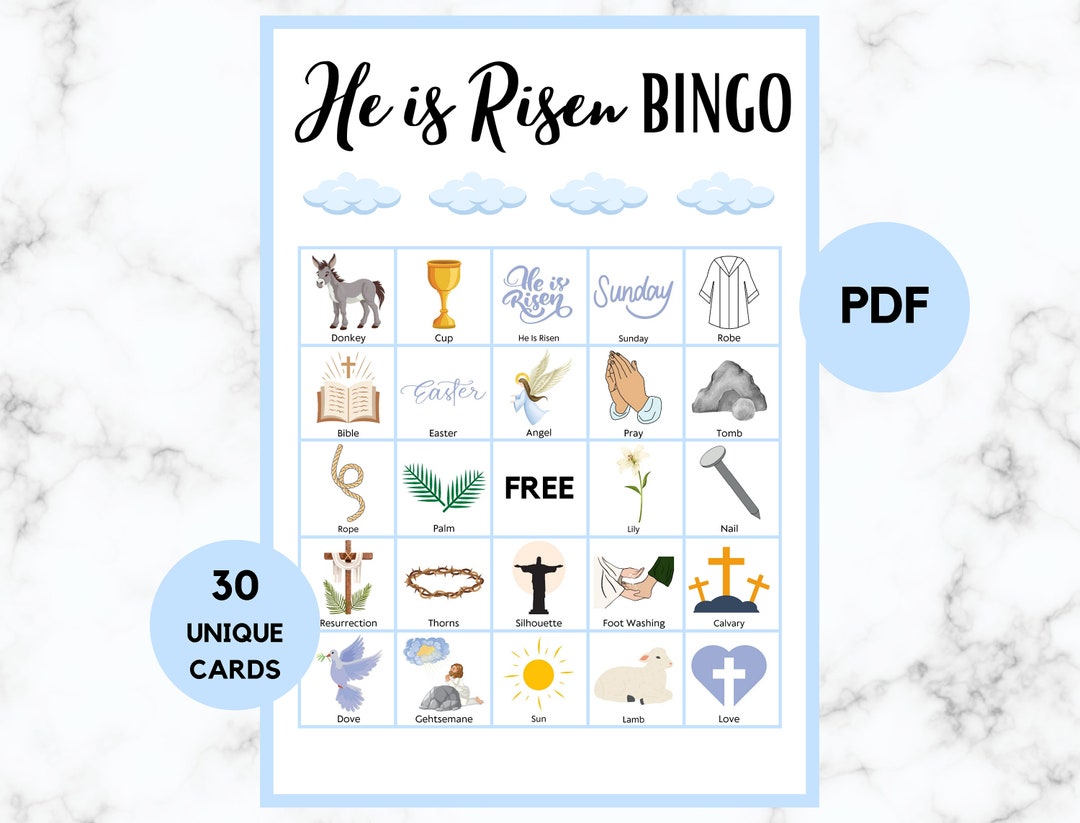 Resurrection Bingo - Easter Bible Bingo - 30 Resurrection Bingo Cards ...