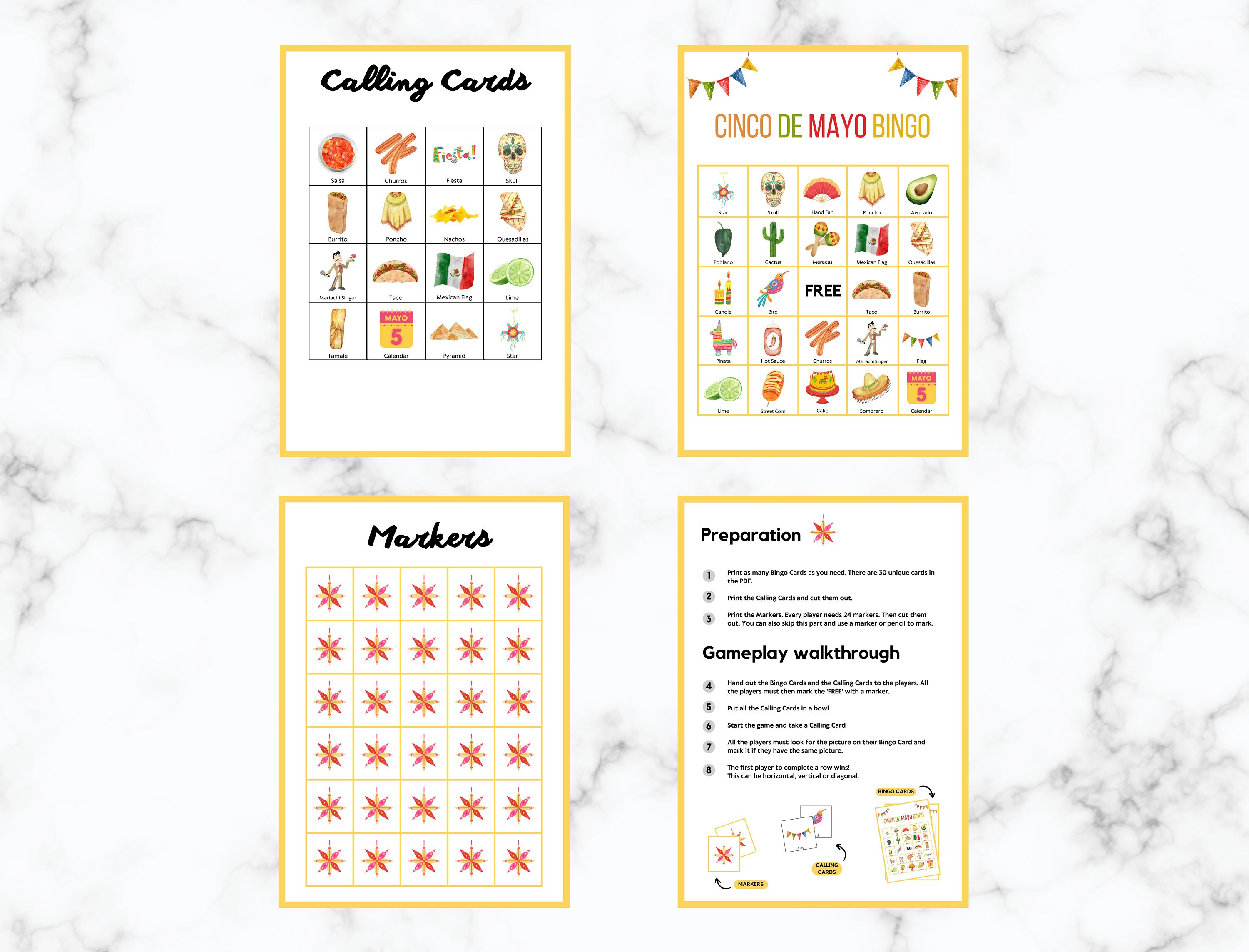 Cinco De Mayo Bingo - Cinco De Mayo Activity for Kids - 30 Fiesta Bingo ...