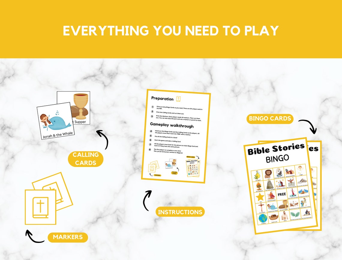 Bible Stories Bingo - 30 Bible Stories Bingo Cards - Bible Stories ...