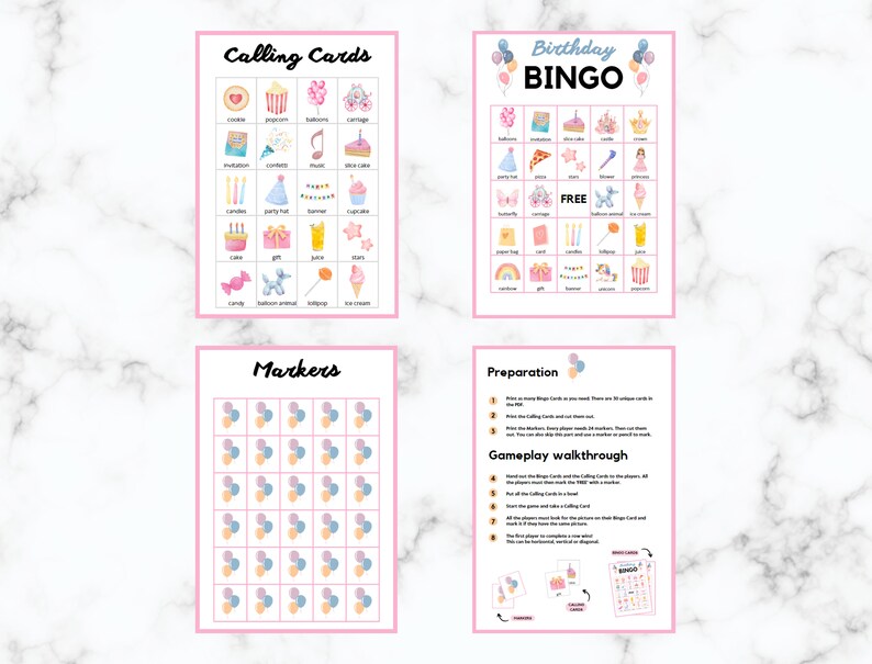 Happy Birthday Bingo - 30 Happy Birthday Bingo Cards - Happy Birthday ...