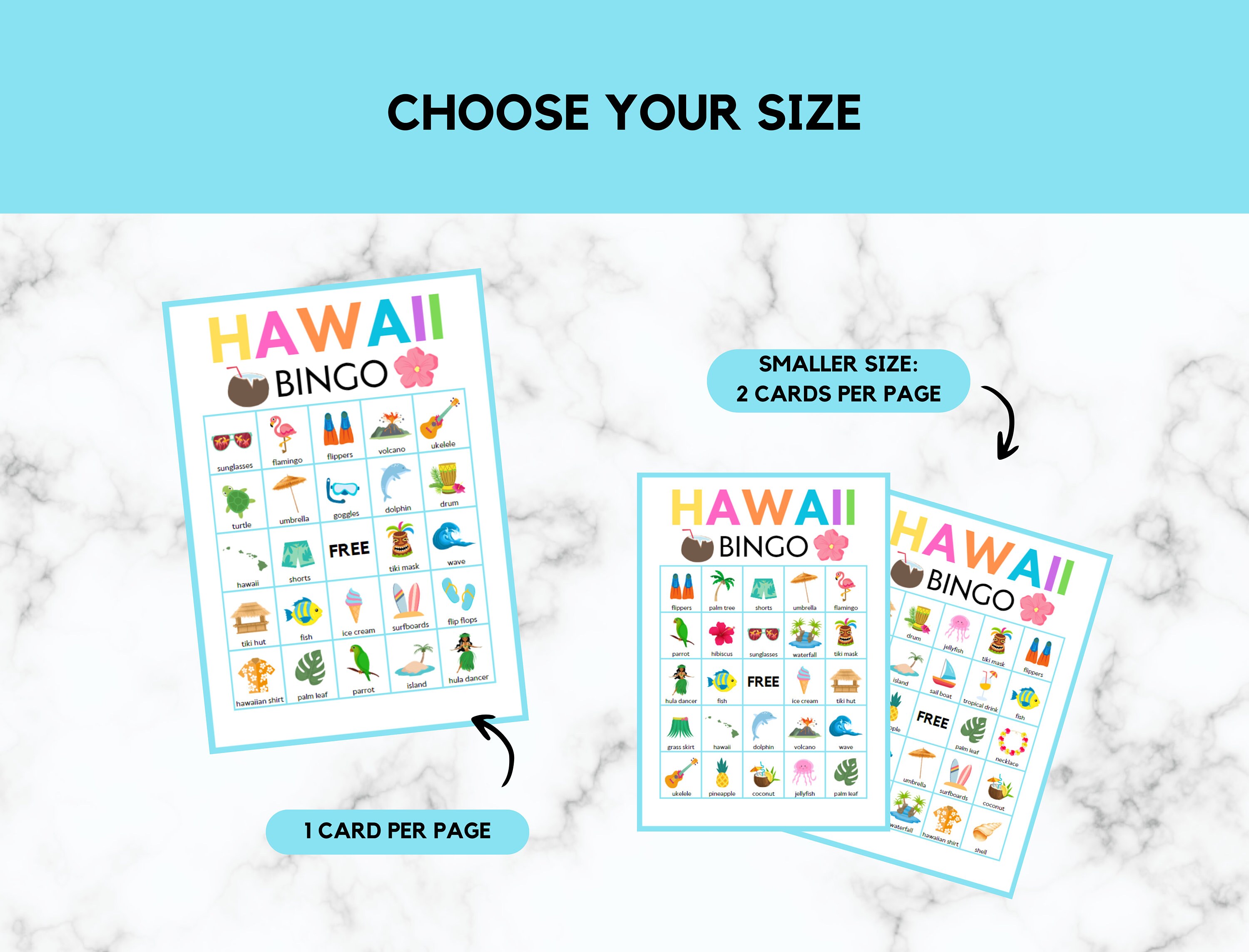 Hawaii Bingo - 30 Hawaii Bingo Cards - Hawaii Party Game - Hawaii Bingo ...