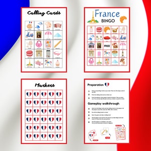 France Bingo - Travel Bingo - 30 France Bingo Cards - France Party Game ...