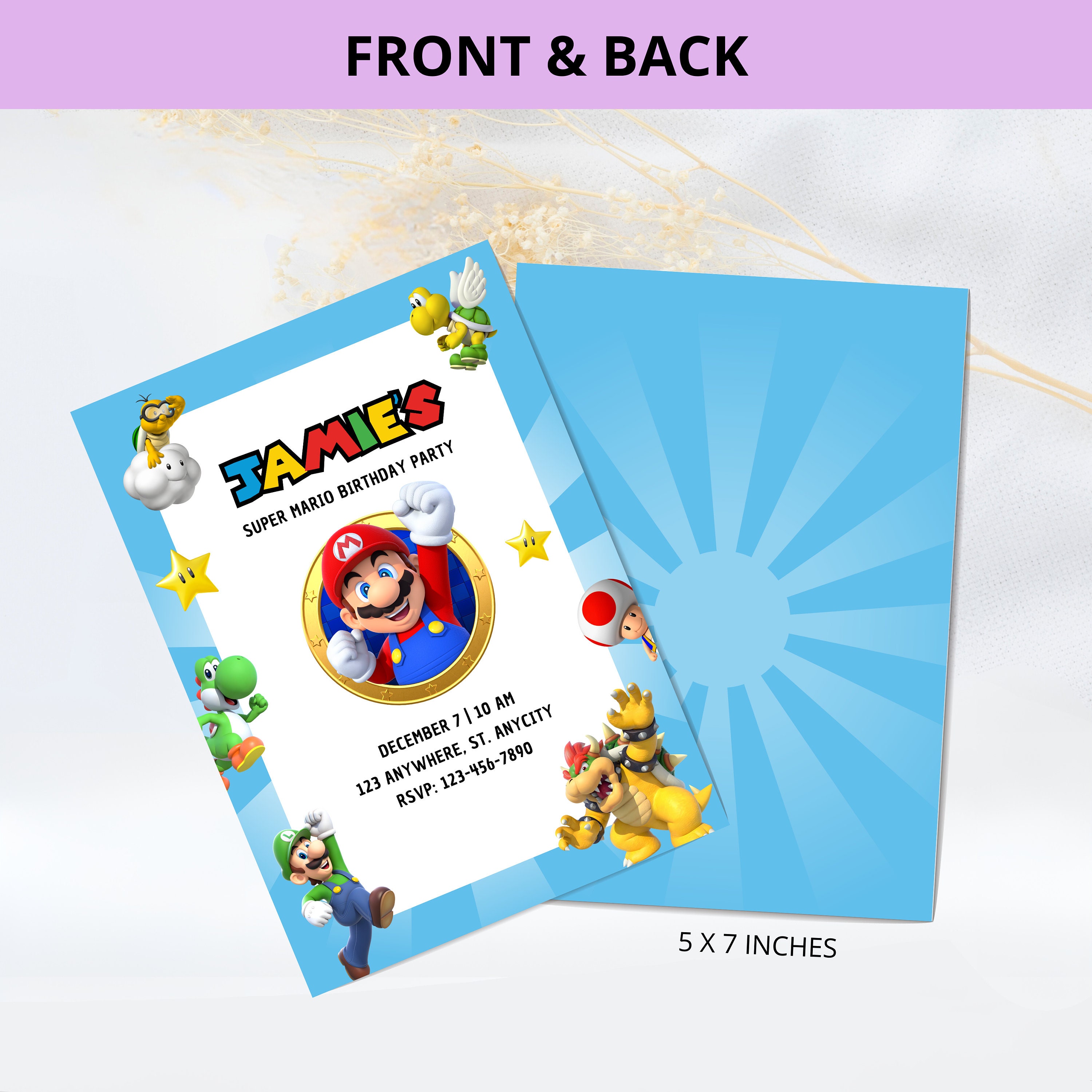 Super Mario Birthday Invitation Mario Bros Invitation Kid Invite ...