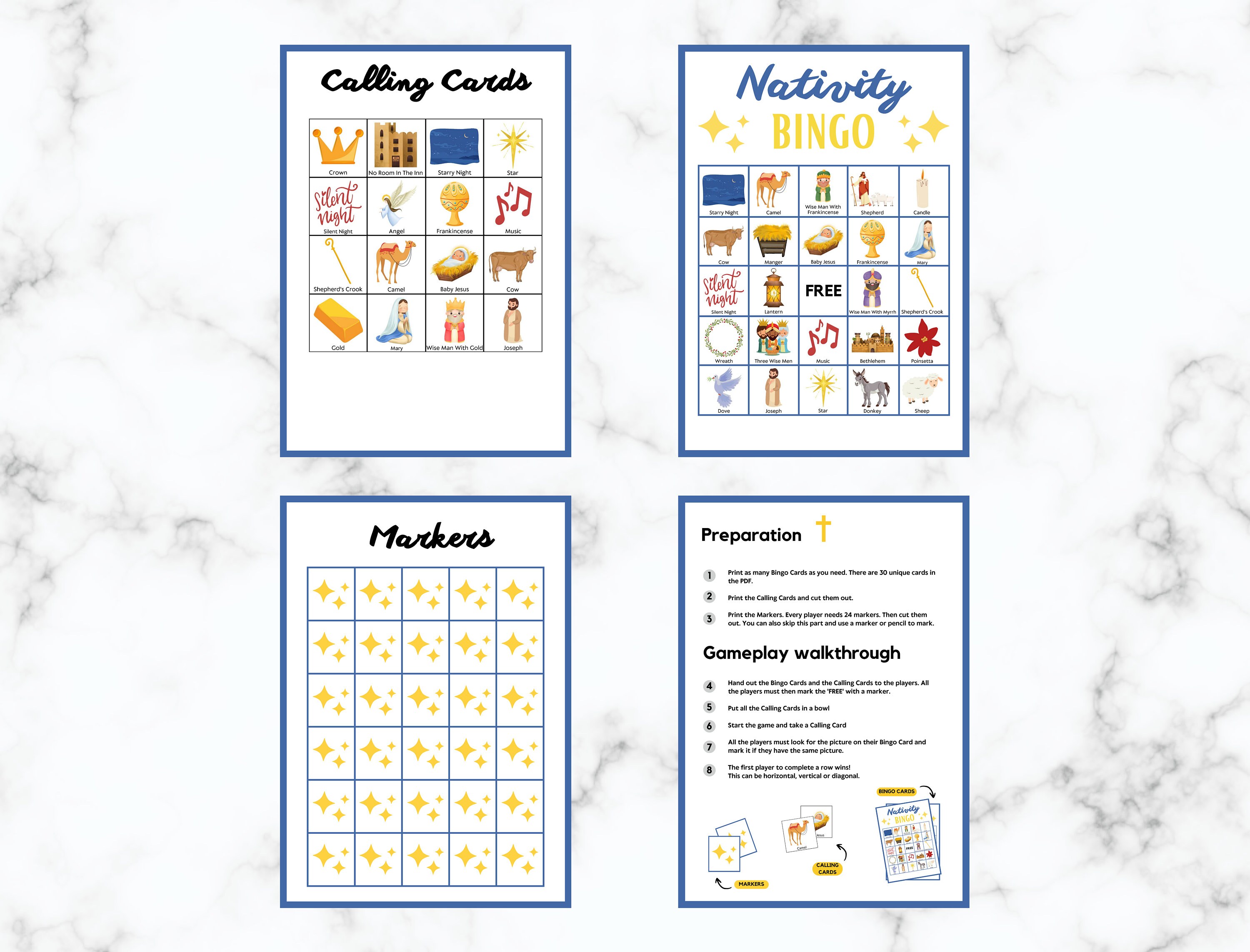 Nativity Bingo - Christmas Bingo - 30 Nativity Bingo Cards - Christmas ...