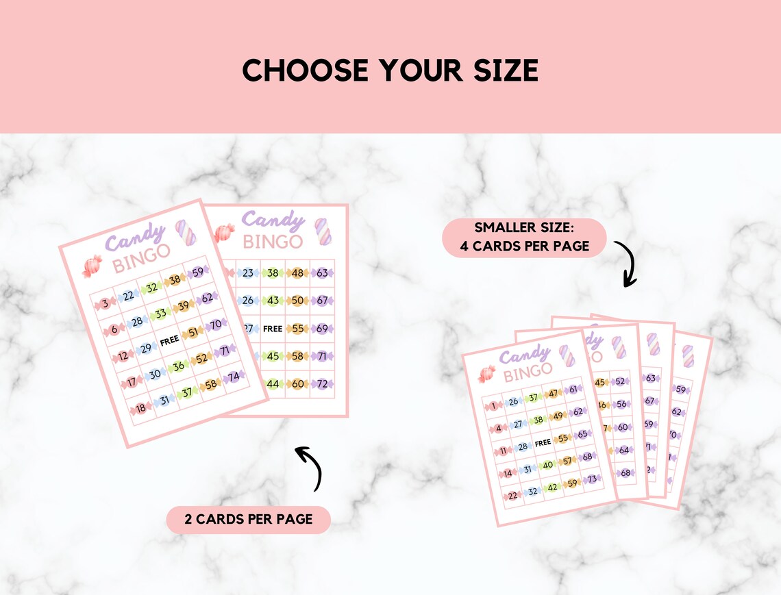 Candy Bingo 100 Candy Bingo Cards Candy Party Game Candy Birthday ...