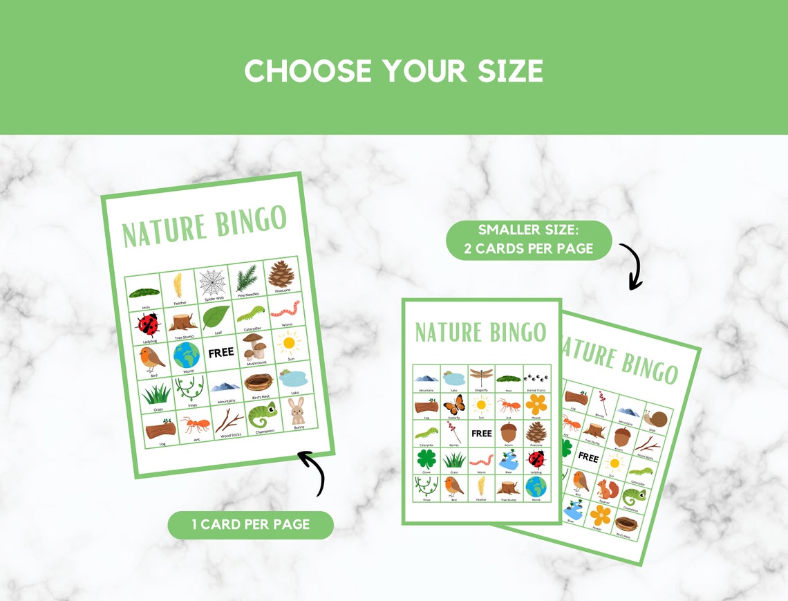 Nature Bingo 30 Nature Bingo Cards Nature Party Game Nature Hike Bingo ...