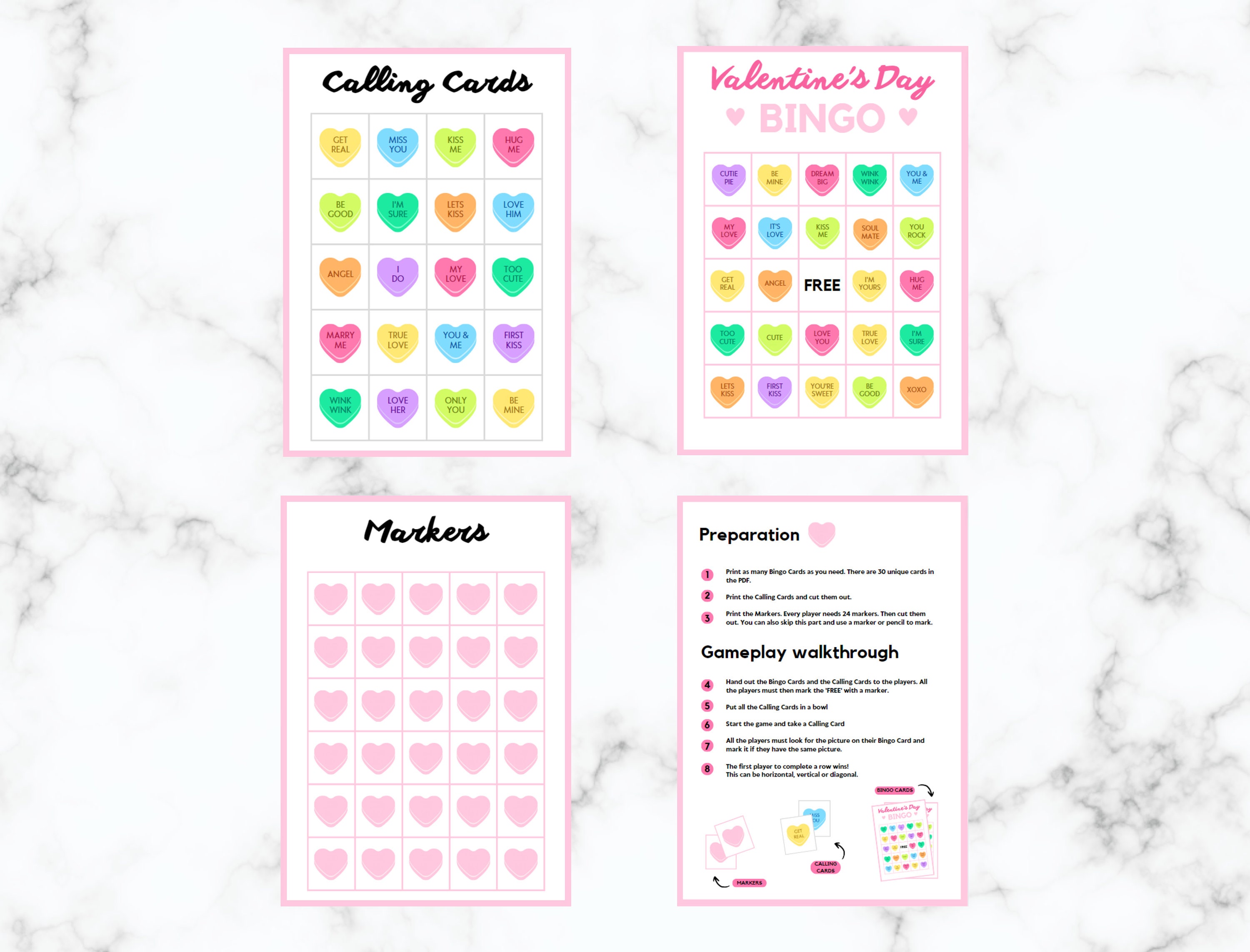 Valentine's Day Bingo 30 Valentine's Day Bingo Cards Valentine's Day ...