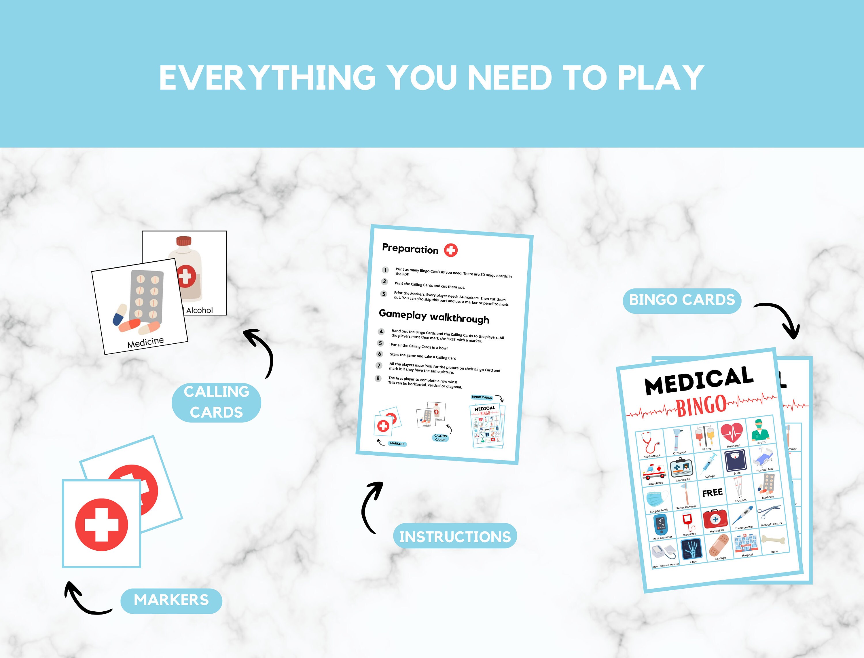 Medical Bingo Doctor Bingo 30 Medical Bingo Cards Nurse Bingo Nurse ...