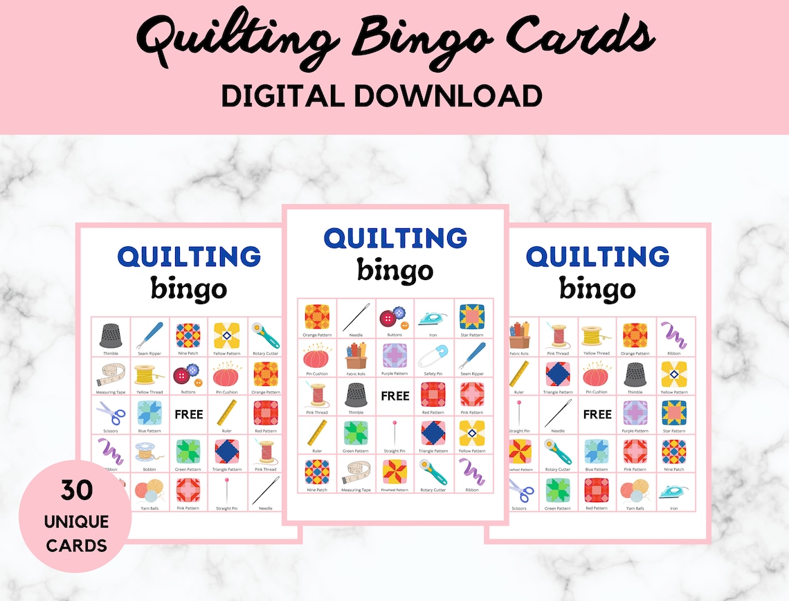 Quilt Bingo - 30 Quilt Bingo Cards - Quilt Game - Quilt Activity ...