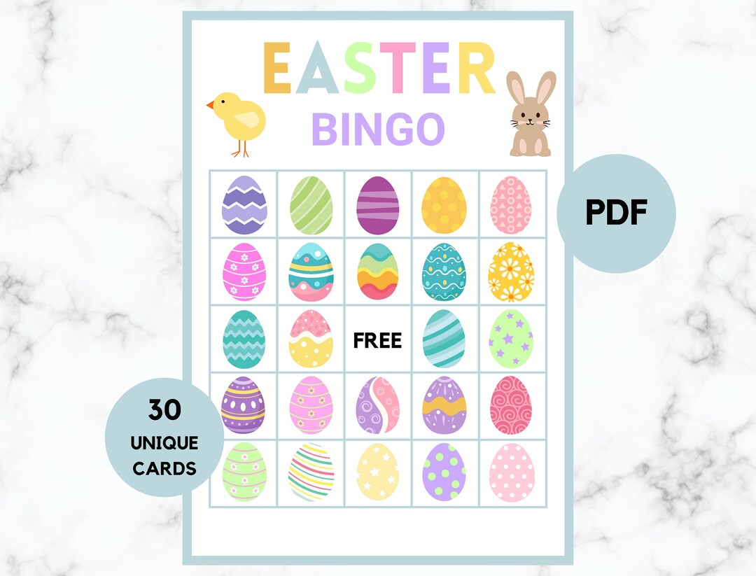 Easter Bingo - 30 Easter Bingo Cards - Easter Party Game - Easter ...