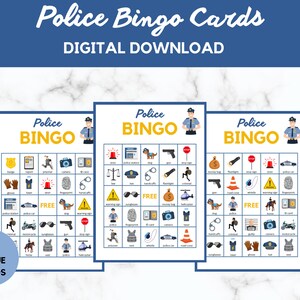 Police Bingo - 30 Police Bingo Cards - Police Party Game - Police ...