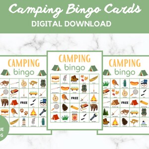 Camping Bingo Campground Activity 30 Camping Bingo Cards Camping Game ...