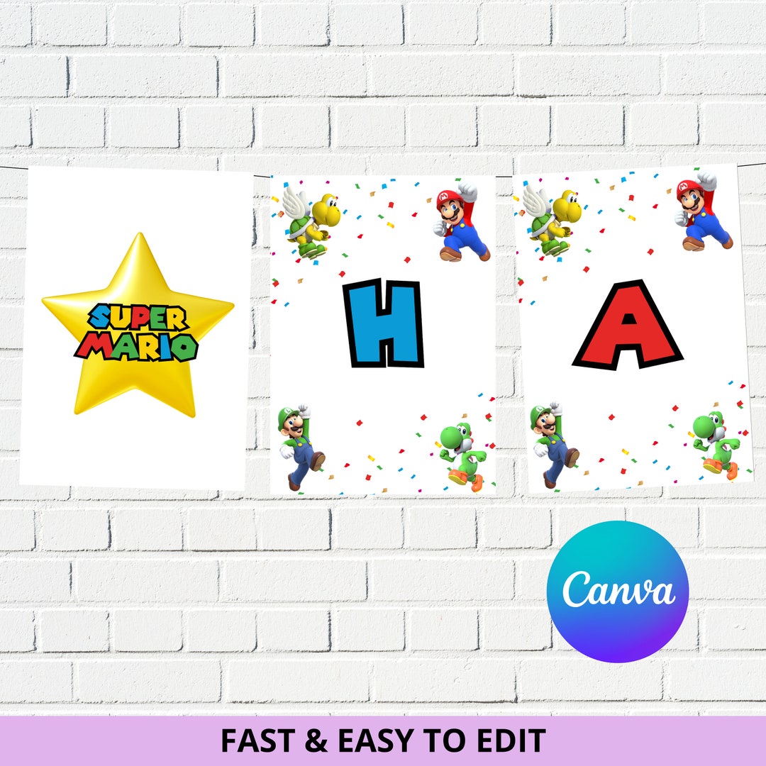 Digital Super Mario Bros Birthday Banner Birthday Party Printable Mario ...