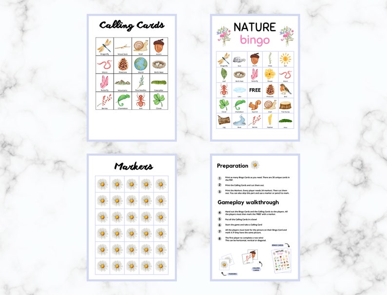 Nature Bingo - 30 Nature Bingo Cards - Nature Party Game - Nature Hike ...