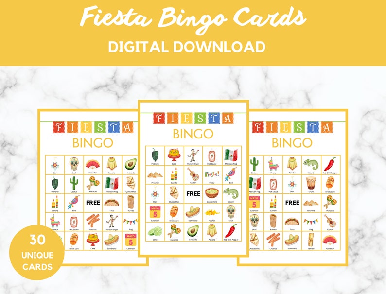 Fiesta Bingo Fiesta Activity for Kids 30 Fiesta Bingo Cards Fiesta Game ...