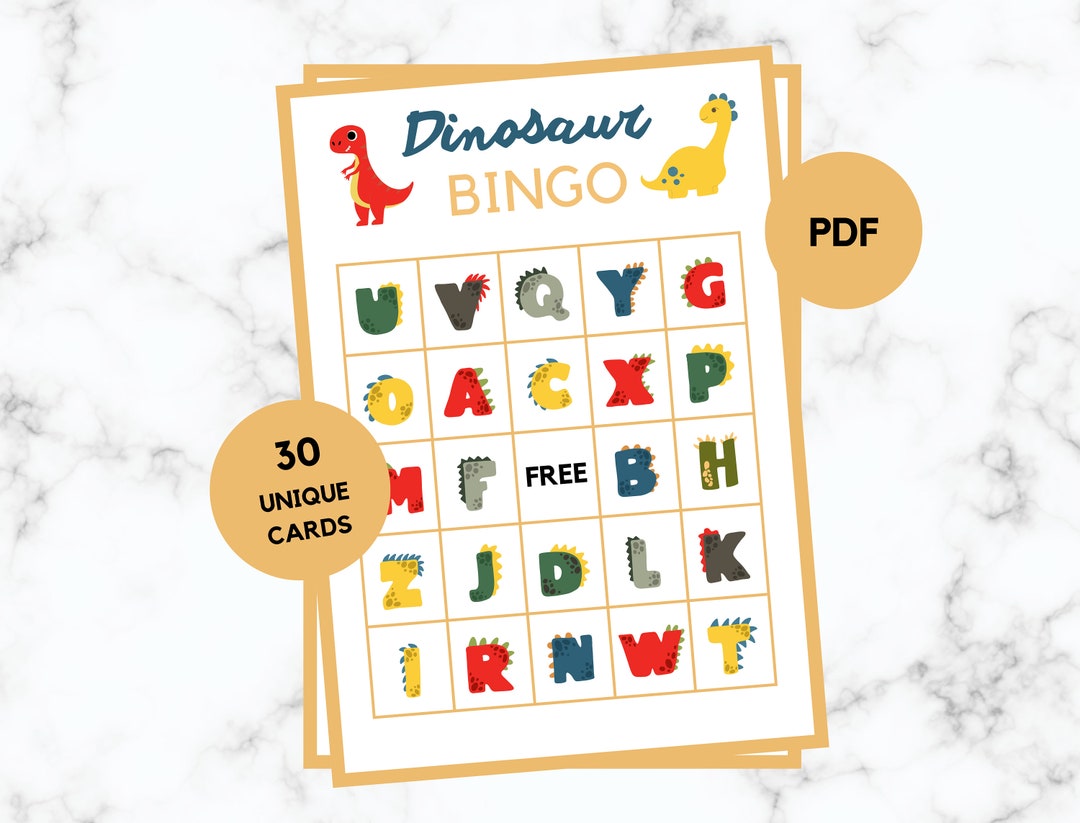 Dinosaur Bingo - 30 Dinosaur Bingo Cards - Dinosaur Party Game ...