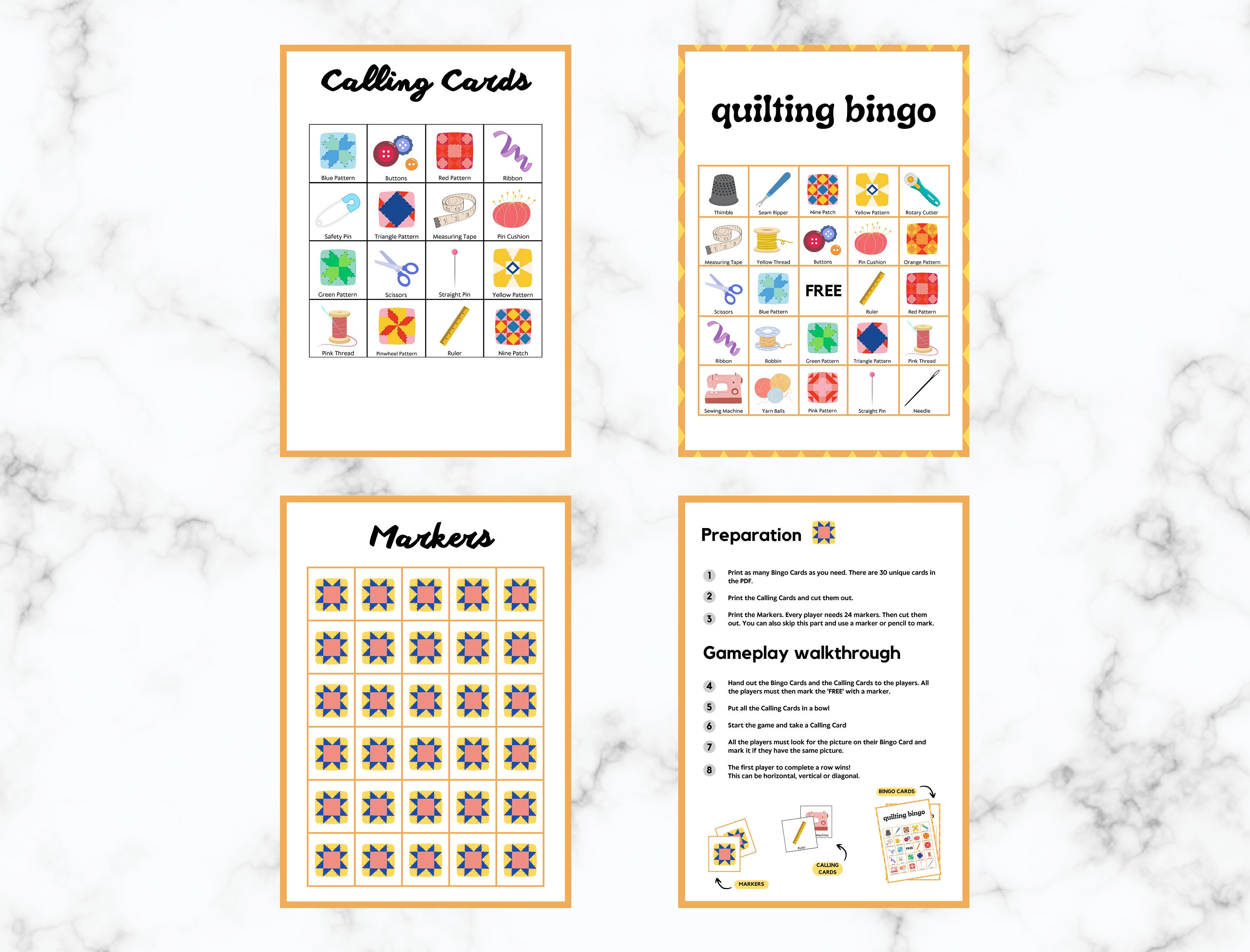 Quilt Bingo 30 Quilt Bingo Cards Quilt Game Quilt Activity Quilting ...