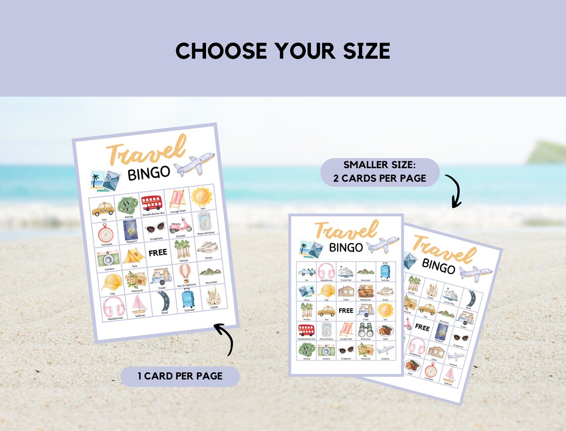 Travel Bingo - 30 Travel Bingo Cards - Travel Party Game - Travel ...