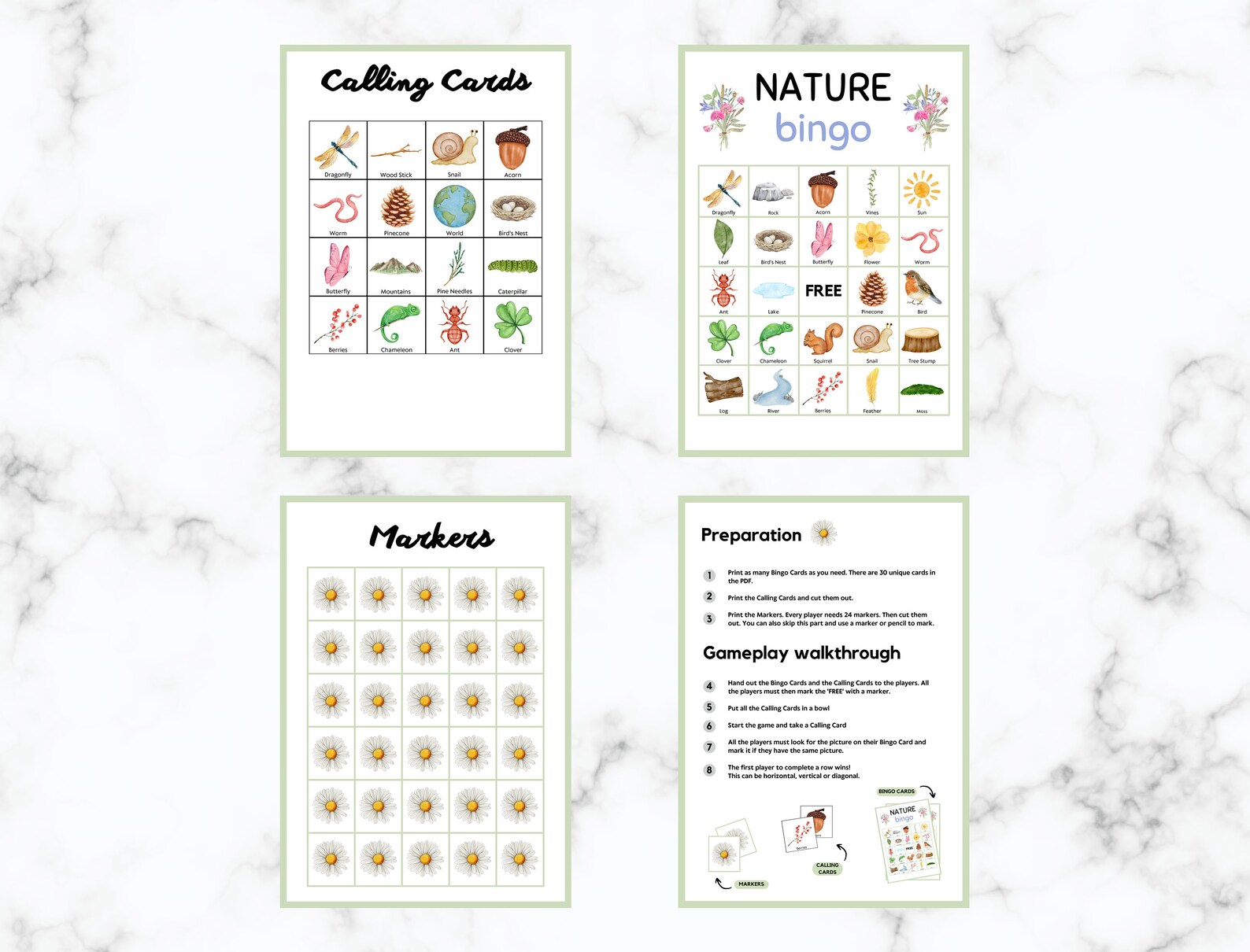 Nature Bingo - 30 Nature Bingo Cards - Nature Party Game - Nature Hike ...