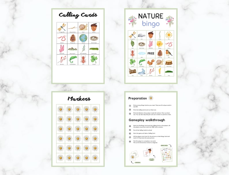Nature Bingo - 30 Nature Bingo Cards - Nature Party Game - Nature Hike ...