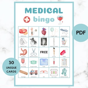 Medical Bingo Doctor Bingo 30 Medical Bingo Cards Nurse Bingo Nurse ...