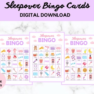 Sleepover Bingo - 30 Sleepover Bingo Cards - Sleepover Party Game ...