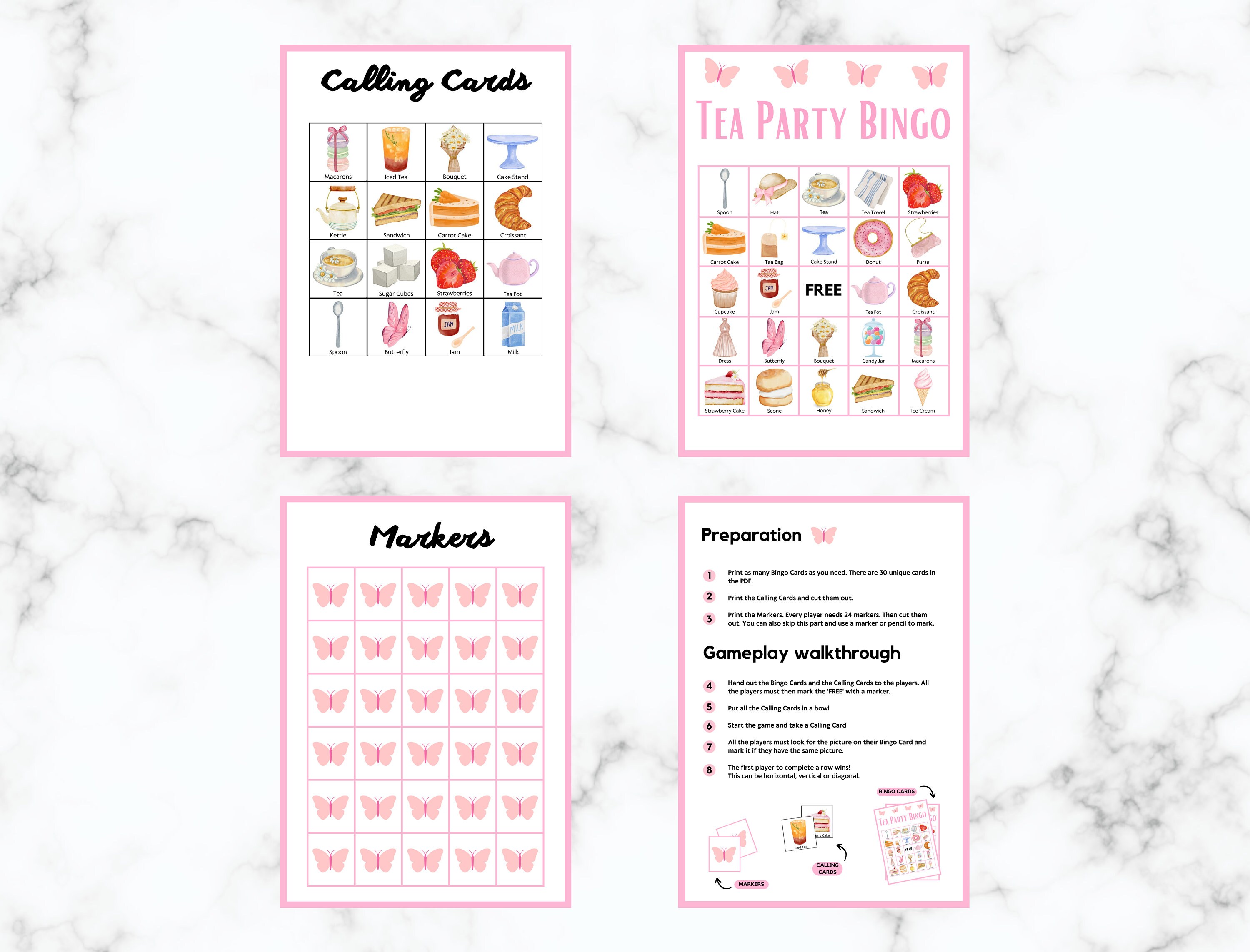 Tea Party Bingo High Tea Bingo 30 Tea Party Bingo Cards Tea Party Game ...