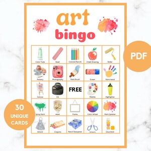 Art Bingo - Art Activity- 30 Art Bingo Cards - Art Party Game - - Art ...