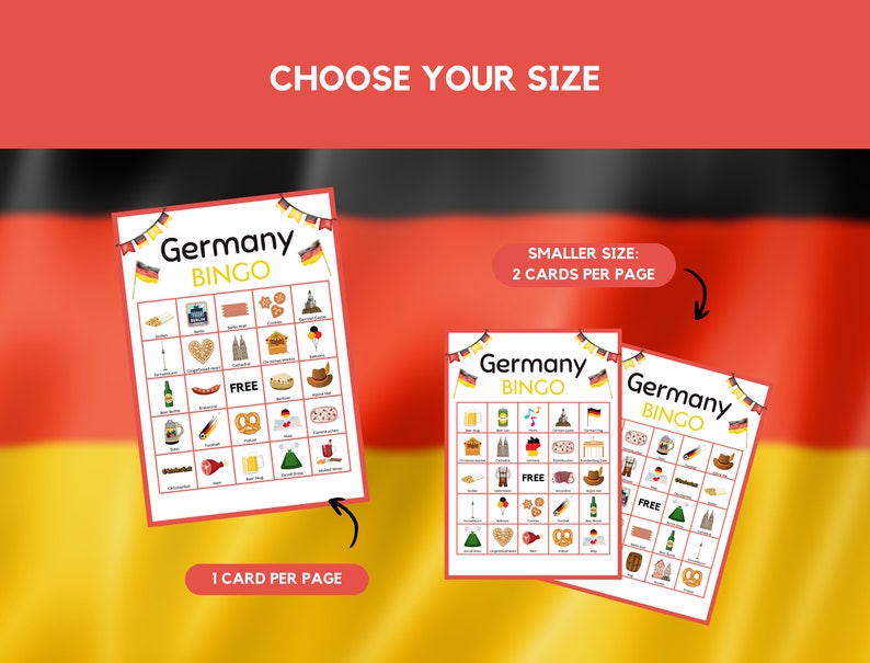 Germany Bingo - Travel Bingo - 30 Germany Bingo Cards - Germany Party ...