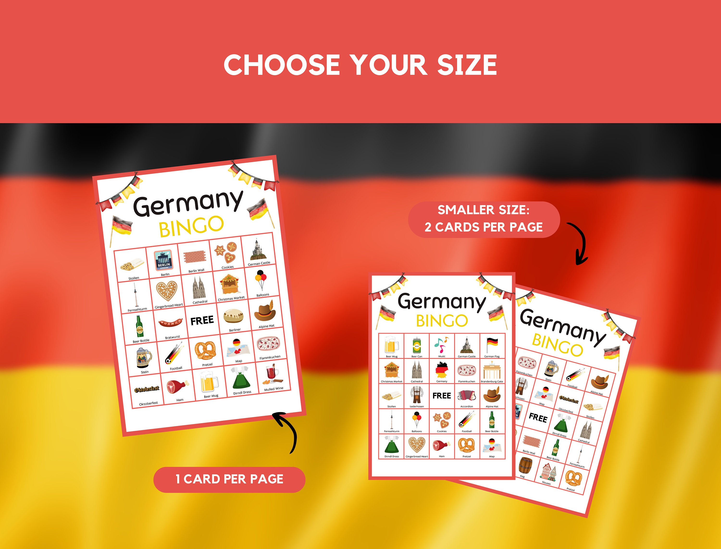 Germany Bingo - Travel Bingo - 30 Germany Bingo Cards - Germany Party ...