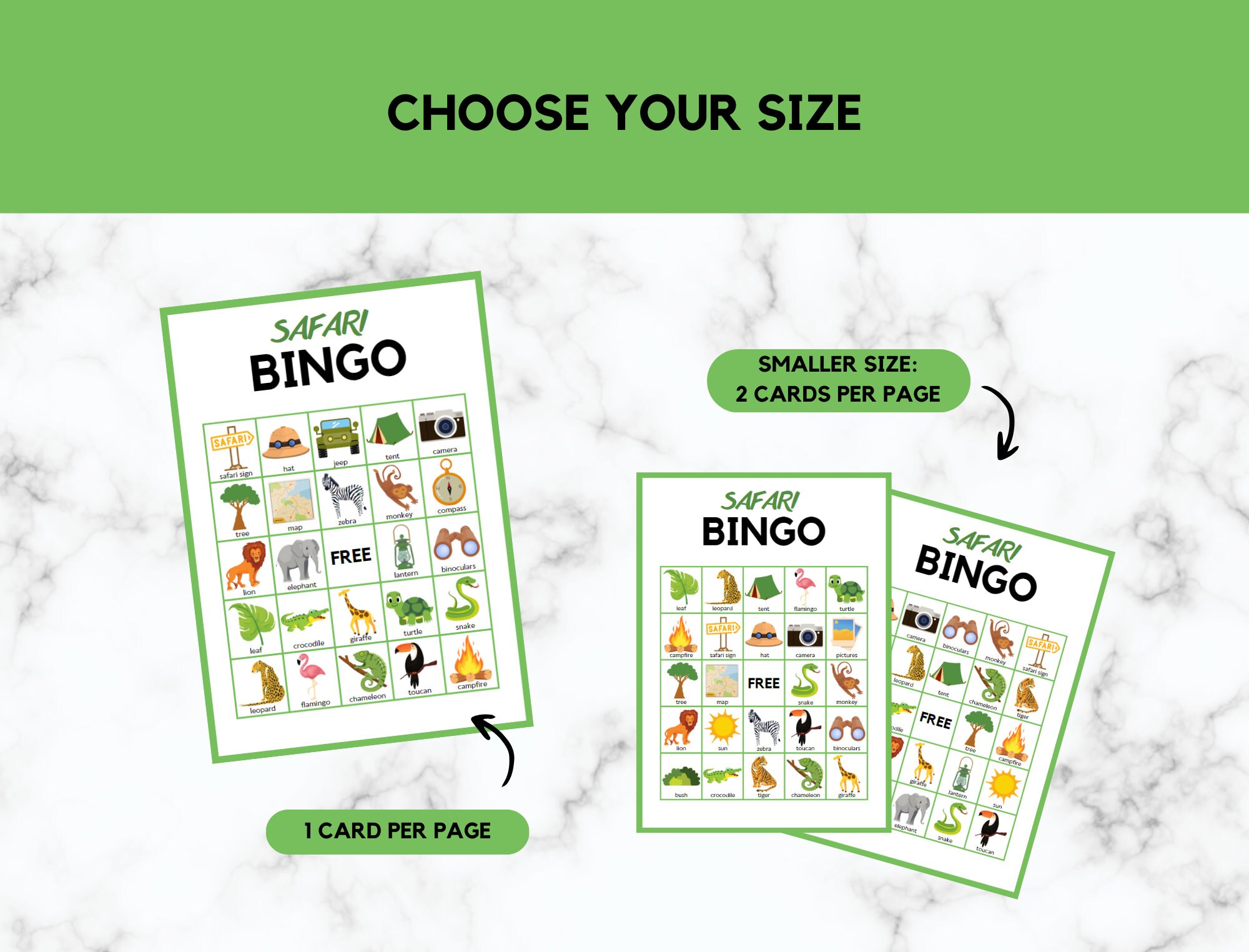 Safari Bingo - 30 Safari Bingo Cards - Safari Party Game - Safari ...
