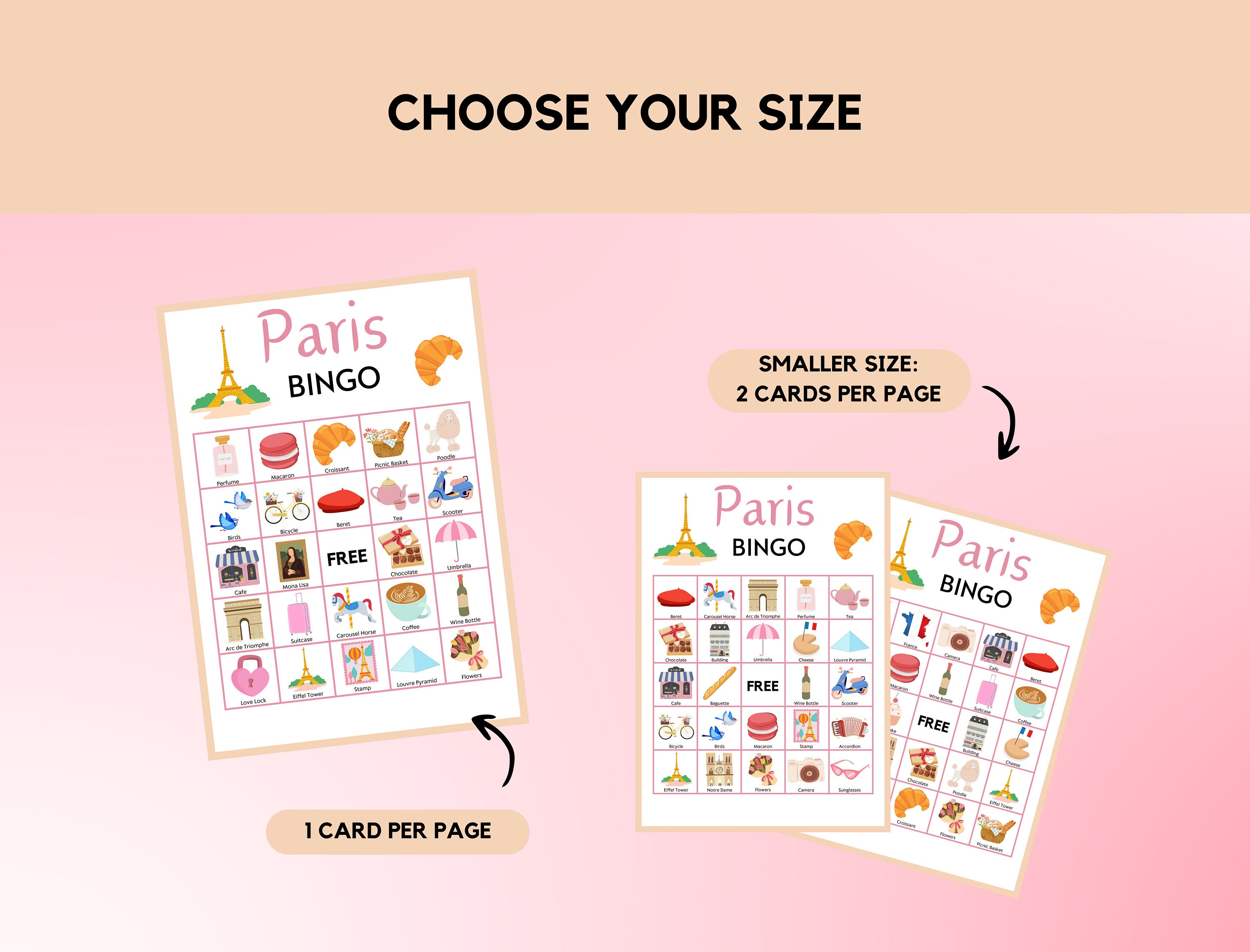 Paris Bingo - Travel Bingo - 30 Paris Bingo Cards - Paris Party Game ...