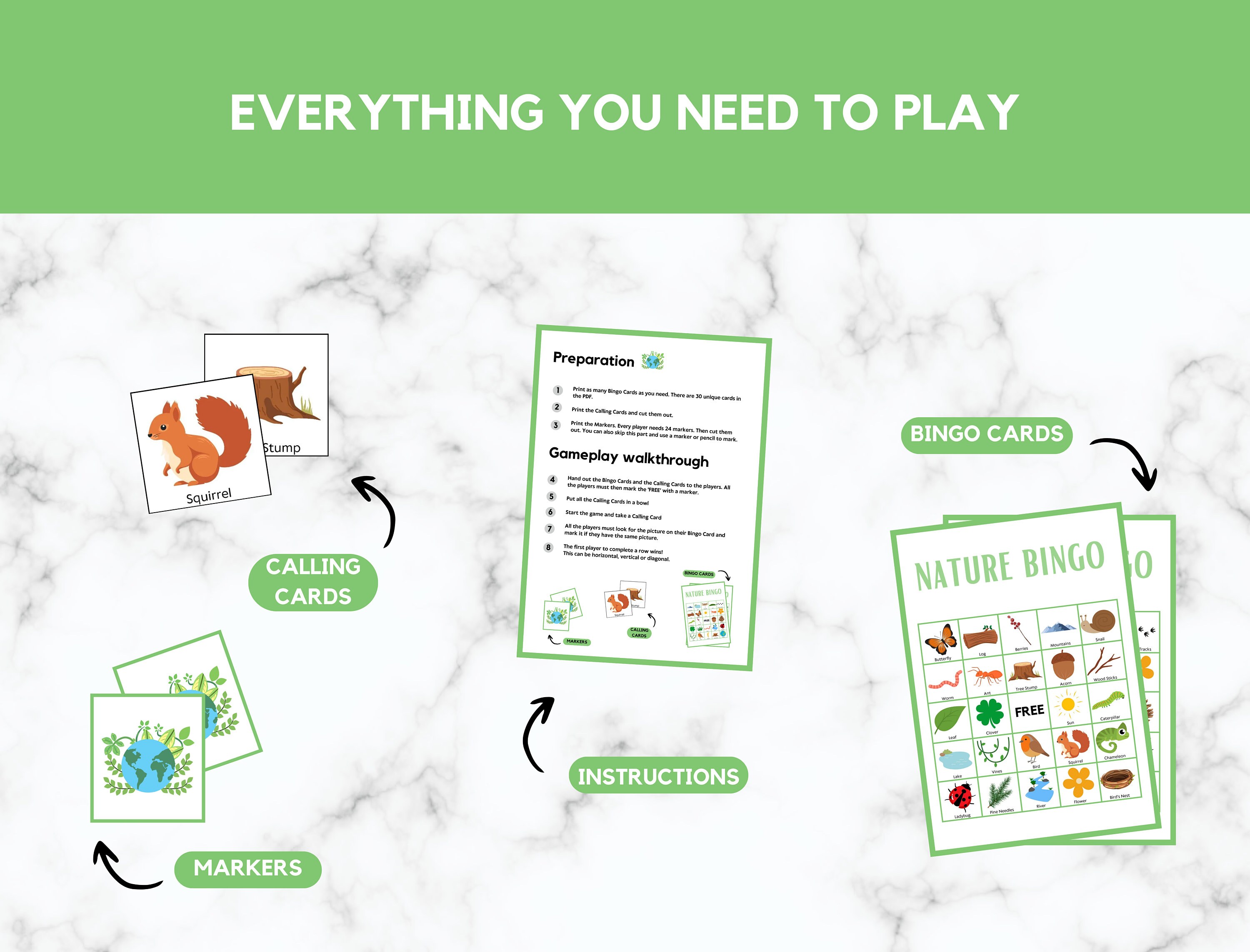 Nature Bingo - 30 Nature Bingo Cards - Nature Party Game - Nature Hike ...