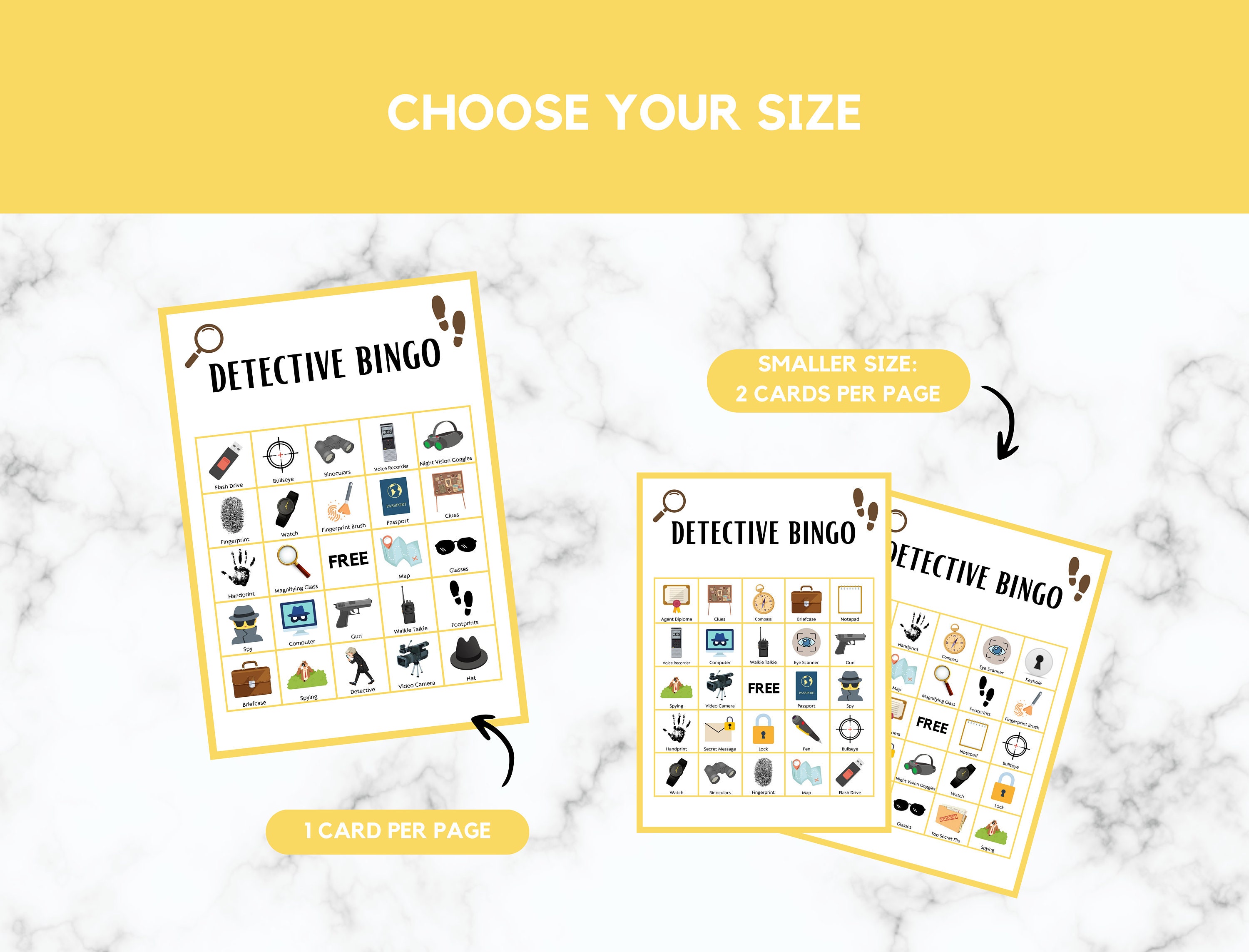 Detective Bingo - Spy Birthday Activity- 30 Detective Printable Bingo ...