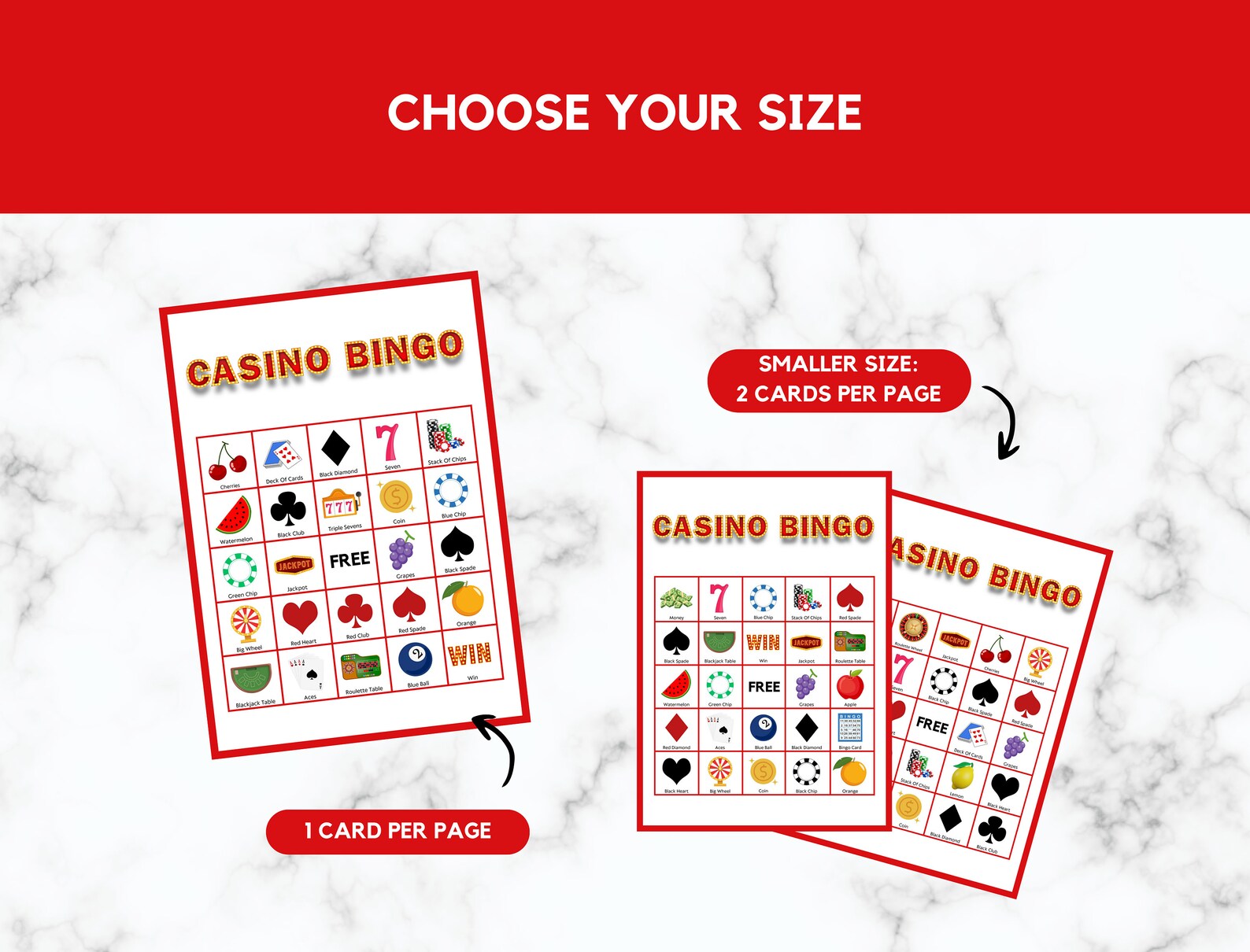 Casino Bingo - Casino Party Activity- 30 Casino Bingo Cards - Casino ...
