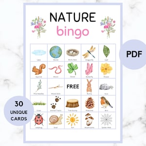 Nature Bingo - 30 Nature Bingo Cards - Nature Party Game - Nature Hike ...