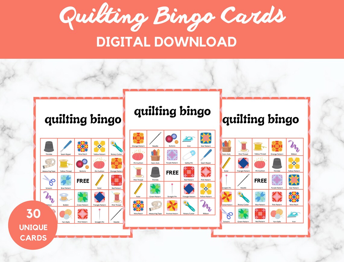 Quilt Bingo 30 Quilt Bingo Cards Quilt Game Quilt Activity Quilting ...