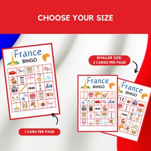 France Bingo Travel Bingo 30 France Bingo Cards France Party Game ...